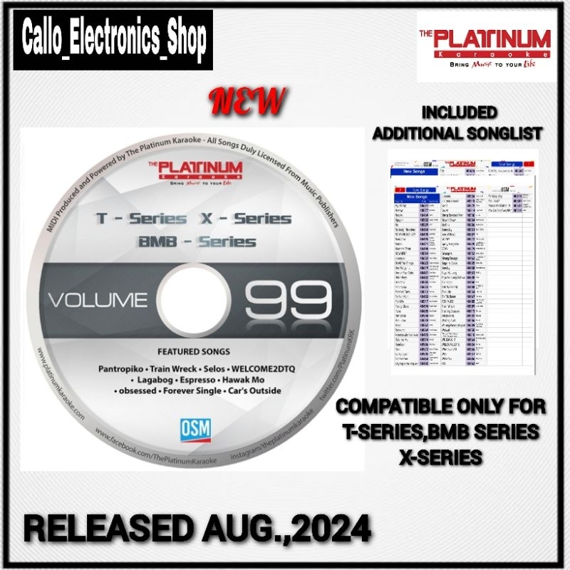 PLATINUM CD VOLUME 99 FOR T-SERIES/X-SERIES/BMB SERIES | Shopee Philippines