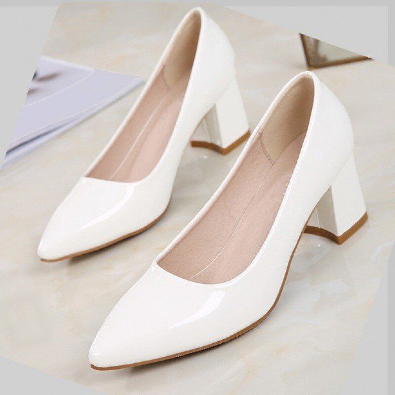 New Arrival Women Pointed Toe Block Heel Shoes School/Office Chunky ...