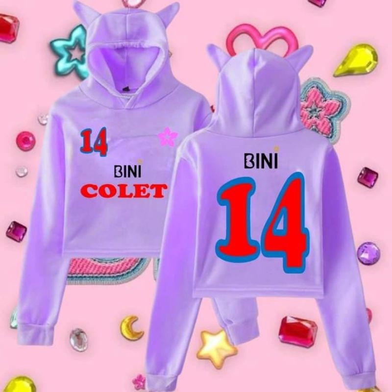 Bini bunny croptop hoodie jaclet lavender edition | Shopee Philippines