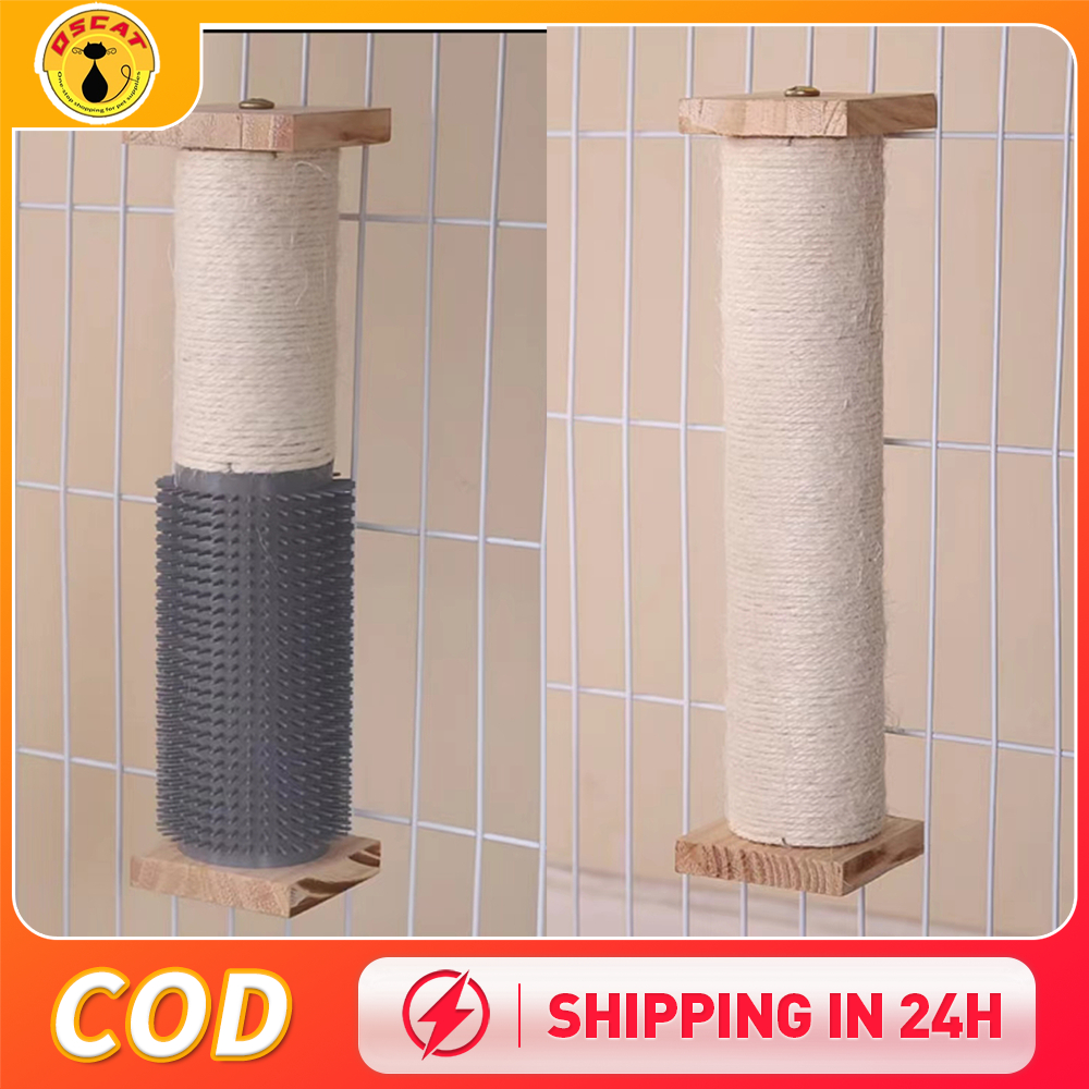 2in1 Solid Wood Cat Scratcher Post Hanging Cage Post Sisal Scratching ...