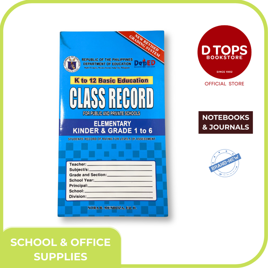 DEPED K12 ELEMENTARY KINDER & GRADE 1 TO 6 CLASS RECORD For Public and ...