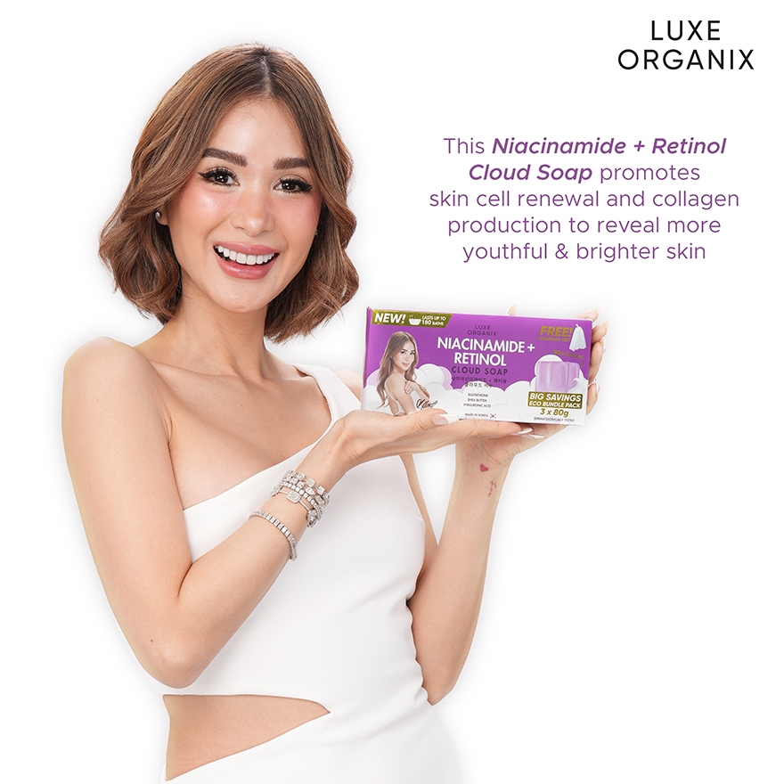 LUXE ORGANIX Niacinamide + Retinol Cloud Soap 3 x 80g (Eco Bundle Pack) | Shopee Philippines