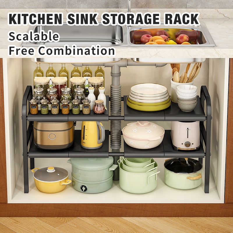 Retractable Kitchen Organizer Storage Rack Pot Shelving Kitchen Rack ...