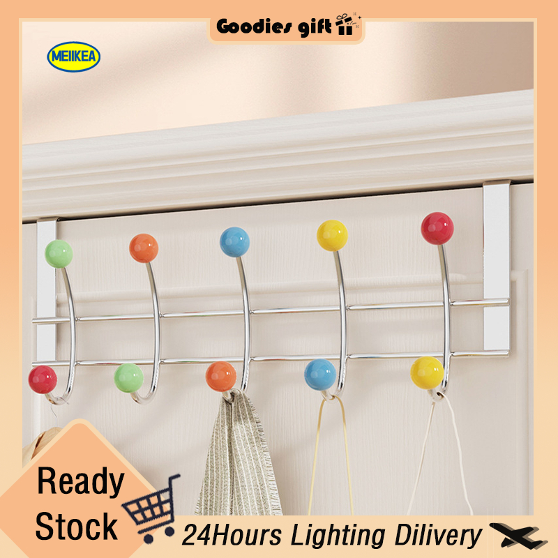 Stainless Steel Door Hanger with Double-Layer Hooks No Punching ...