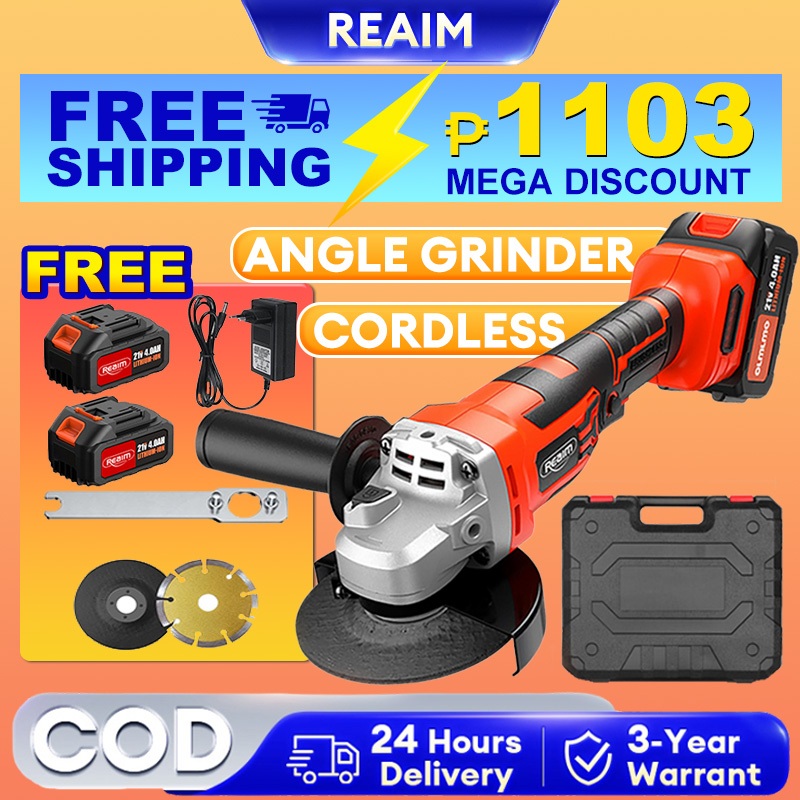REAIM Brushless Cordless Angle Grinder Tools Grinding Portable ...