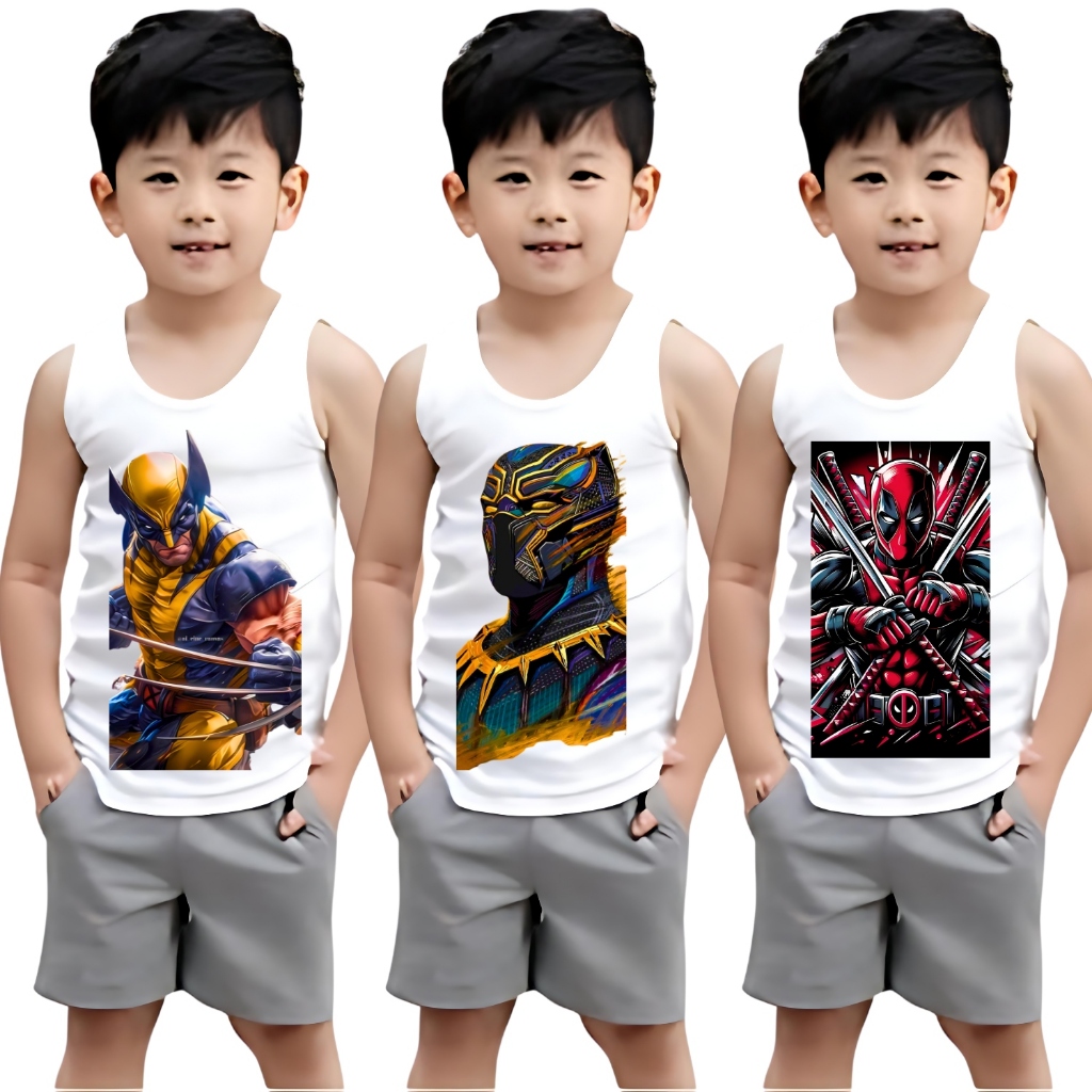 1PC SUPERHEROES ART COLLECTION COTTON WHITE KIDS SANDO FOR INFANT BOYS ...