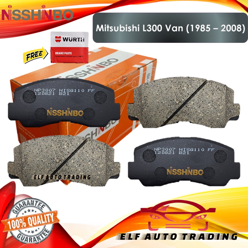 Genuine Nisshinbo Front Brake Pads for Mitsubishi L300 Van (1985 - 2008 ...