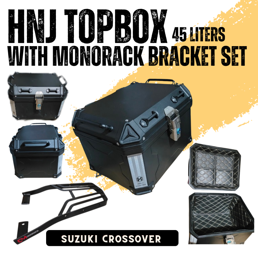 SUZUKI CROSSOVER HARD PLASTIC TOPBOX SET 45LITERS WITH MONORACK ...