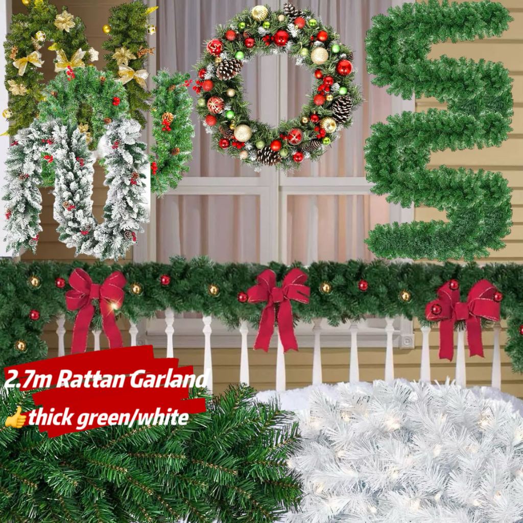 Artificial pine christmas garland pure green white garland for ...