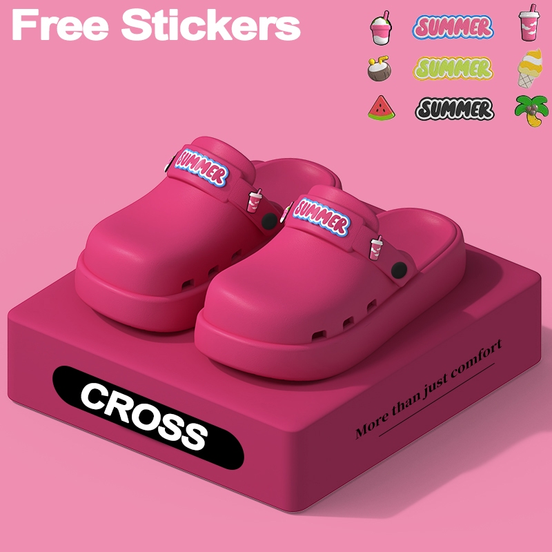 With Free Jibbitz Women's Sandals CROSS Clogs Slippers Home Indoor Soft ...