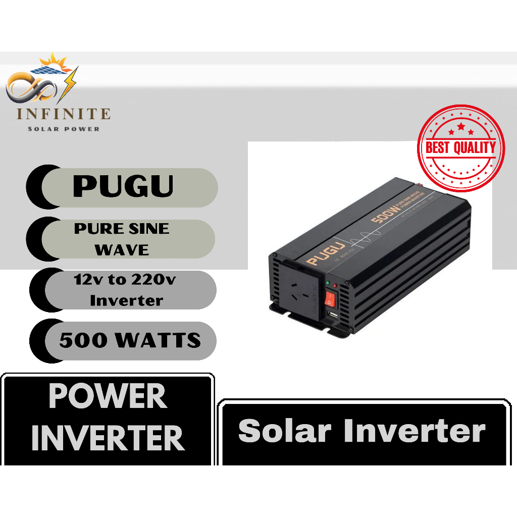 Power Inverter 500 Watts Solar Inverter Pure Sine Wave 12v to 220v ...