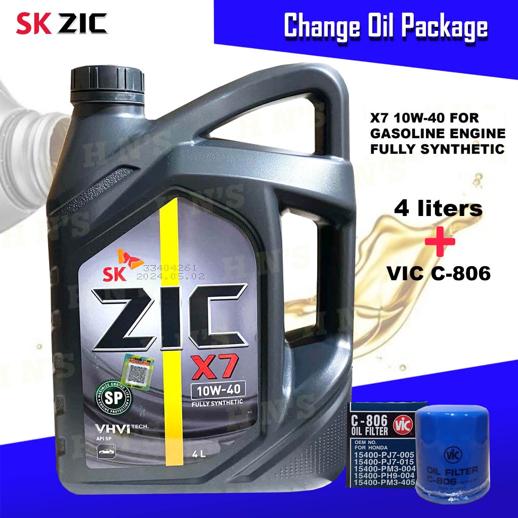 SK ZIC X7 10W-40 Fully Synthetic Oil Change Bundle for Honda Civic ...