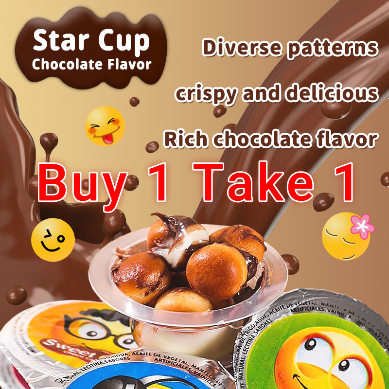 80PCS Chocolate Star Cup Biscuit Chocolate Crisp Cookies Choco Kunch ...