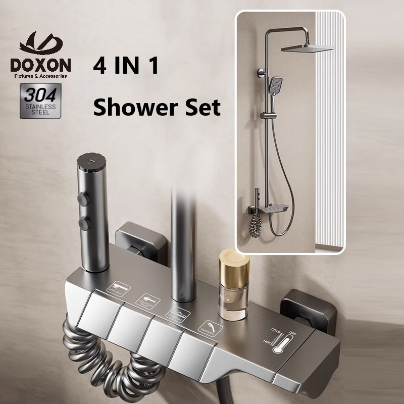 DOXON 304 Stainless Steel 4in1 Bathroom Hot and Cold Square Rainfall ...