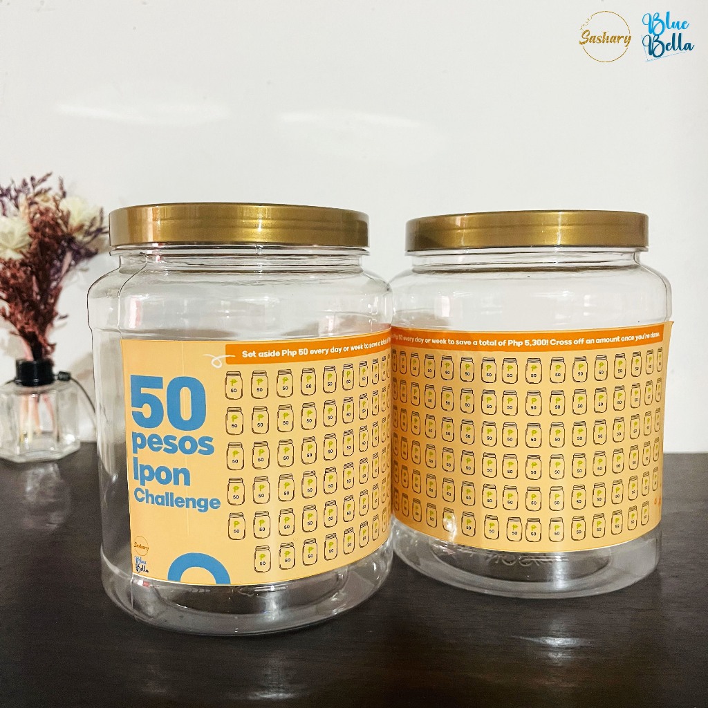 50 pesos ipon challenge [Transparent mini jar coinbank/ alkansya ...
