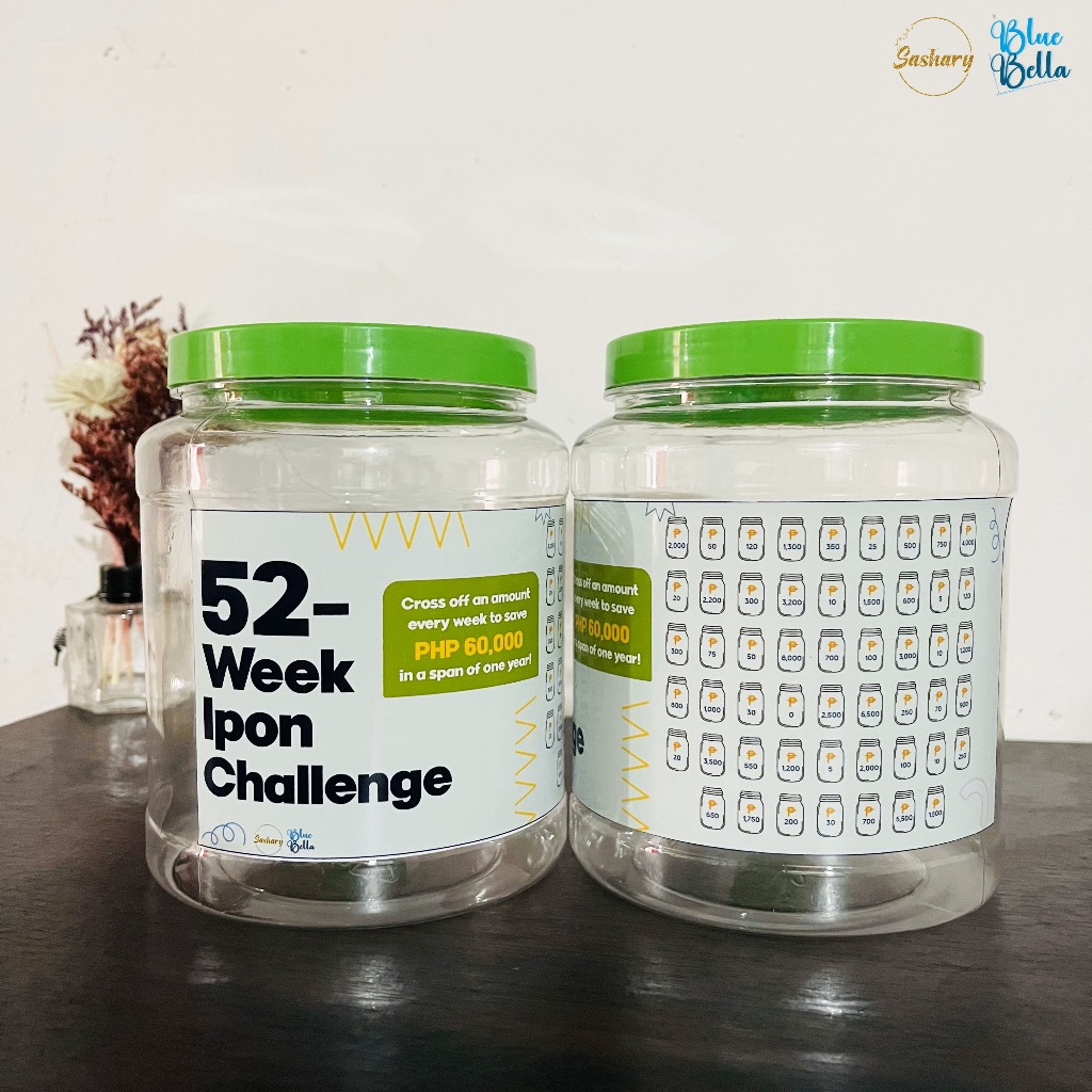 52 week ipon challenge [Transparent mini jar coinbank/ alkansiya ...