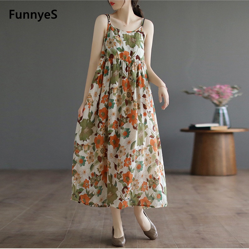 Qiqi Korean Floral Maxi dress Plus Size Woman Boho Sleeveless Summer ...