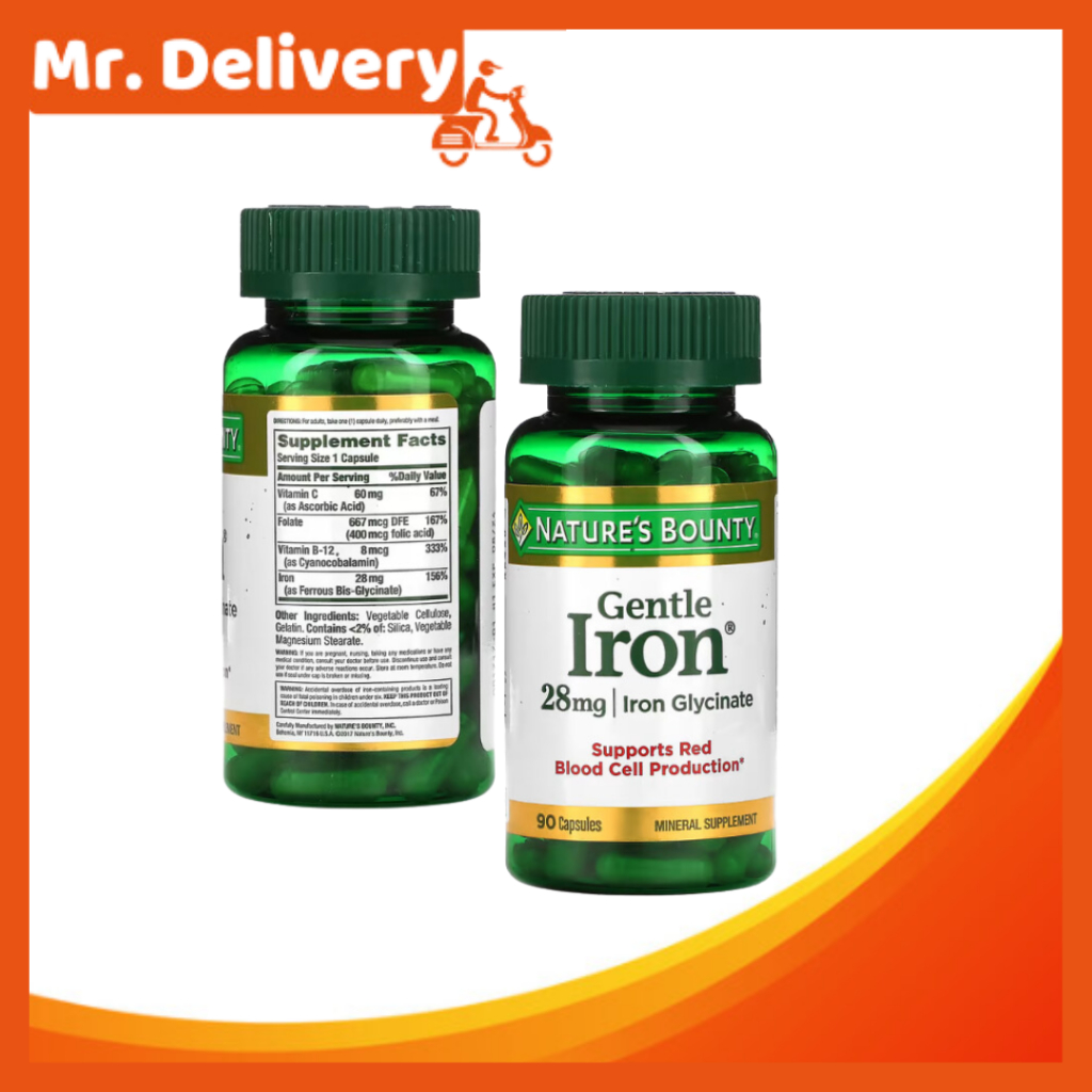 Mr Delivery | Nature's Bounty, Gentle Iron, 28 mg, 90 Capsules ...