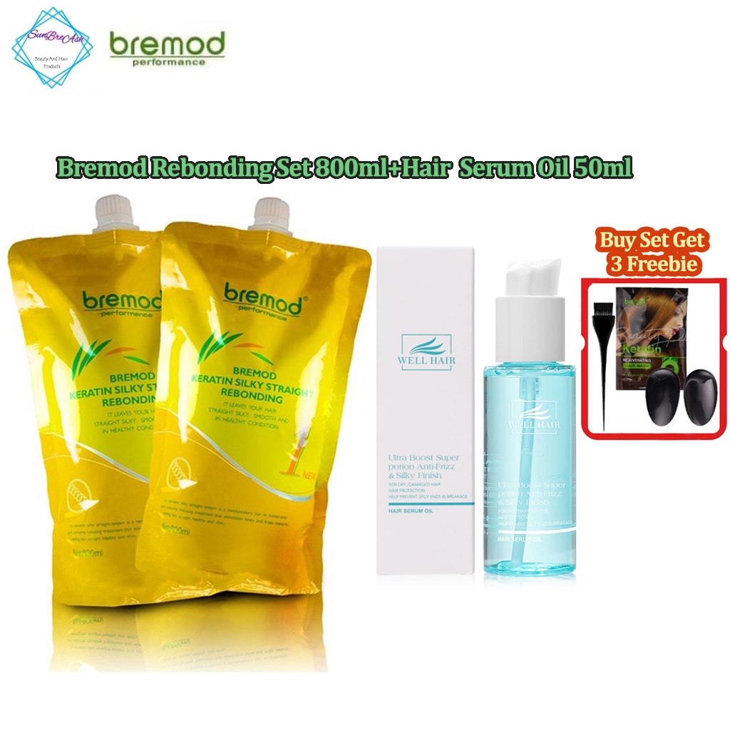 Bremod Rebonding Set with Sunbright Serum 50ml Keratin Strightening ...