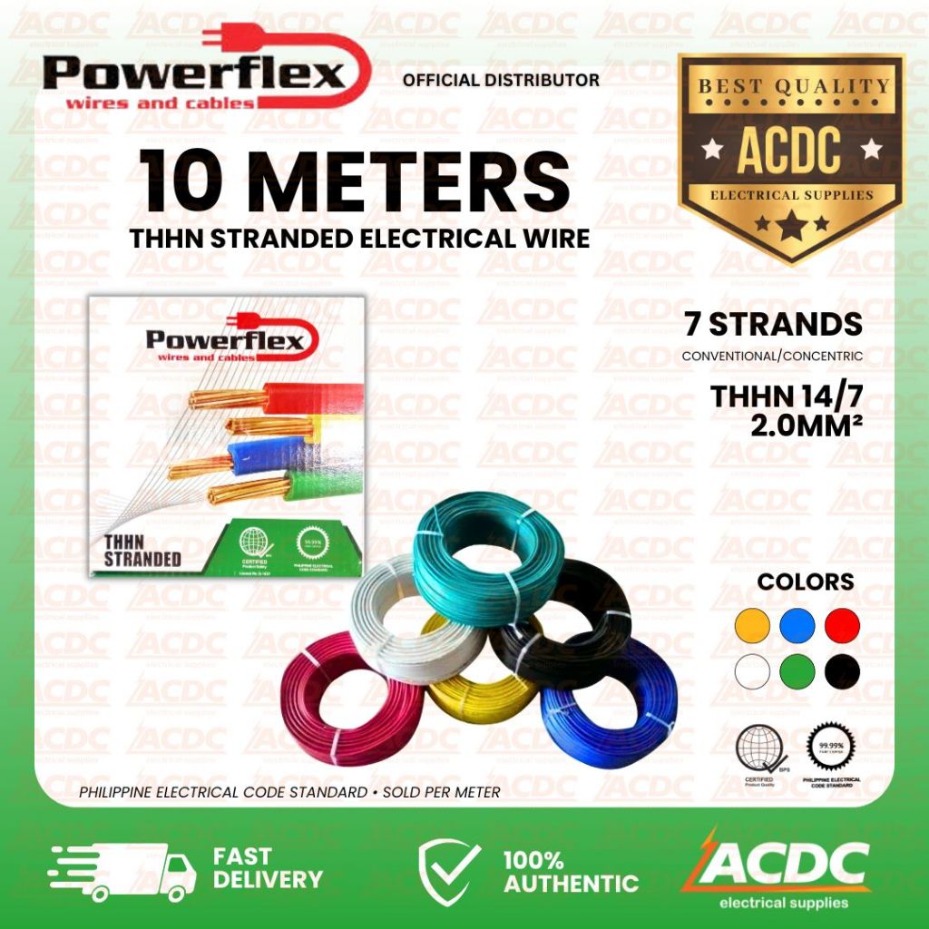 10 METERS #14 Powerflex THHN 2.0mm2 Stranded Cable Wire #14 Stranded ...