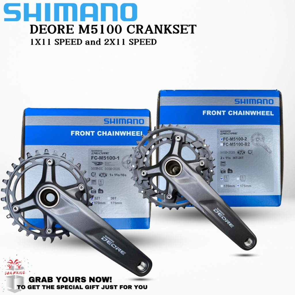 SHIMANO DEORE M5100 CRANKSET MTB M5100 1X11 SPEED and 2X11 SPEED | Shopee Philippines