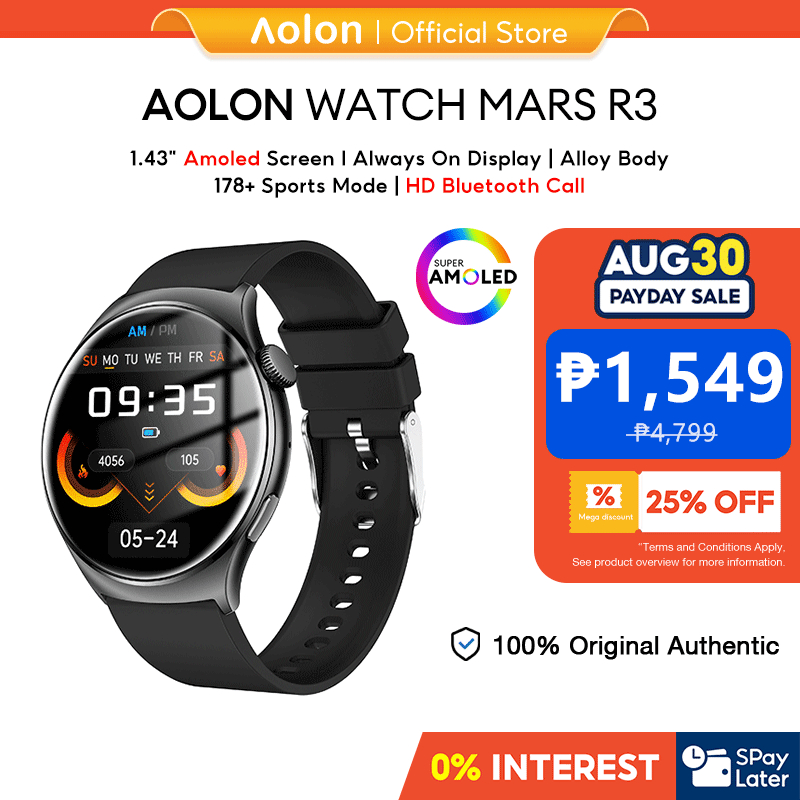 Aolon Mars R3 Smart Watch Original AMOLED Always On Display 200+ Watch ...