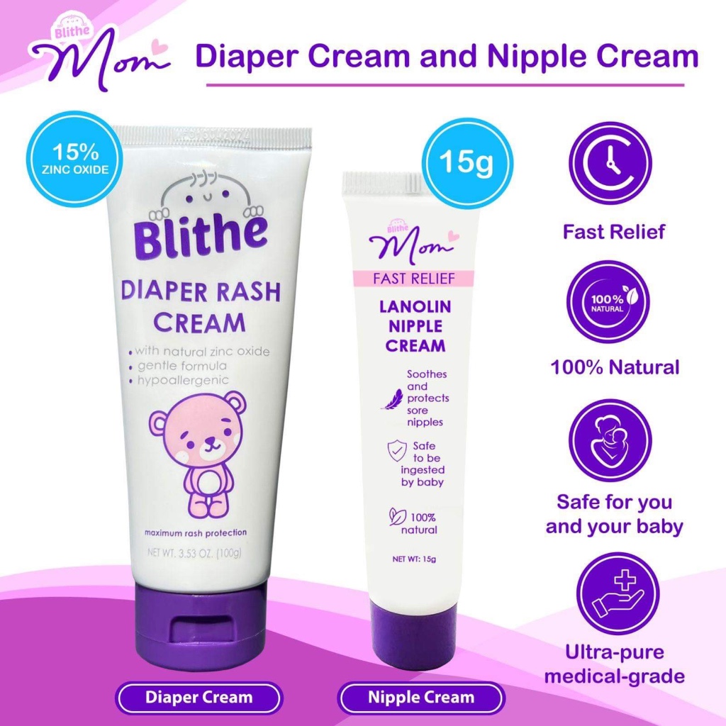 Blithe Baby Diaper Cream Nipple Ointment Lanolin Zinc Oxide Cracked Lotion Rashes Gel ...