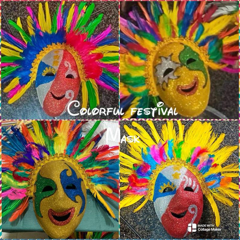 Cutesy Colorful Festival Mask Rainbow Cute Design Props | Shopee ...