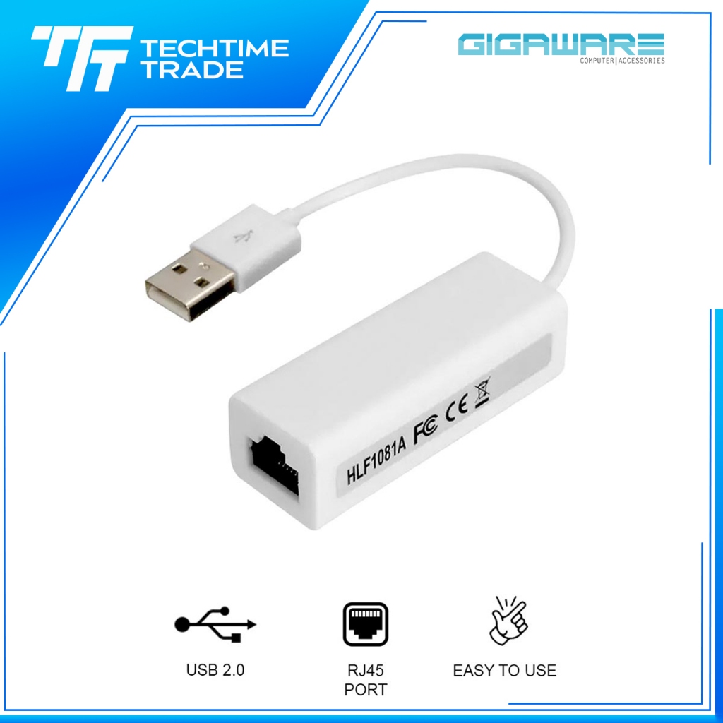 Gigaware USB 2.0 to RJ45 Lan Network Ethernet Adapter Card | Shopee ...