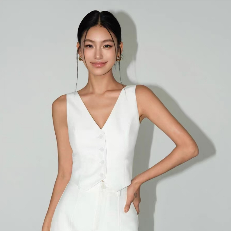 Kinwoo Crop Waistcoat with Adjustable Back Belt | Shopee Philippines