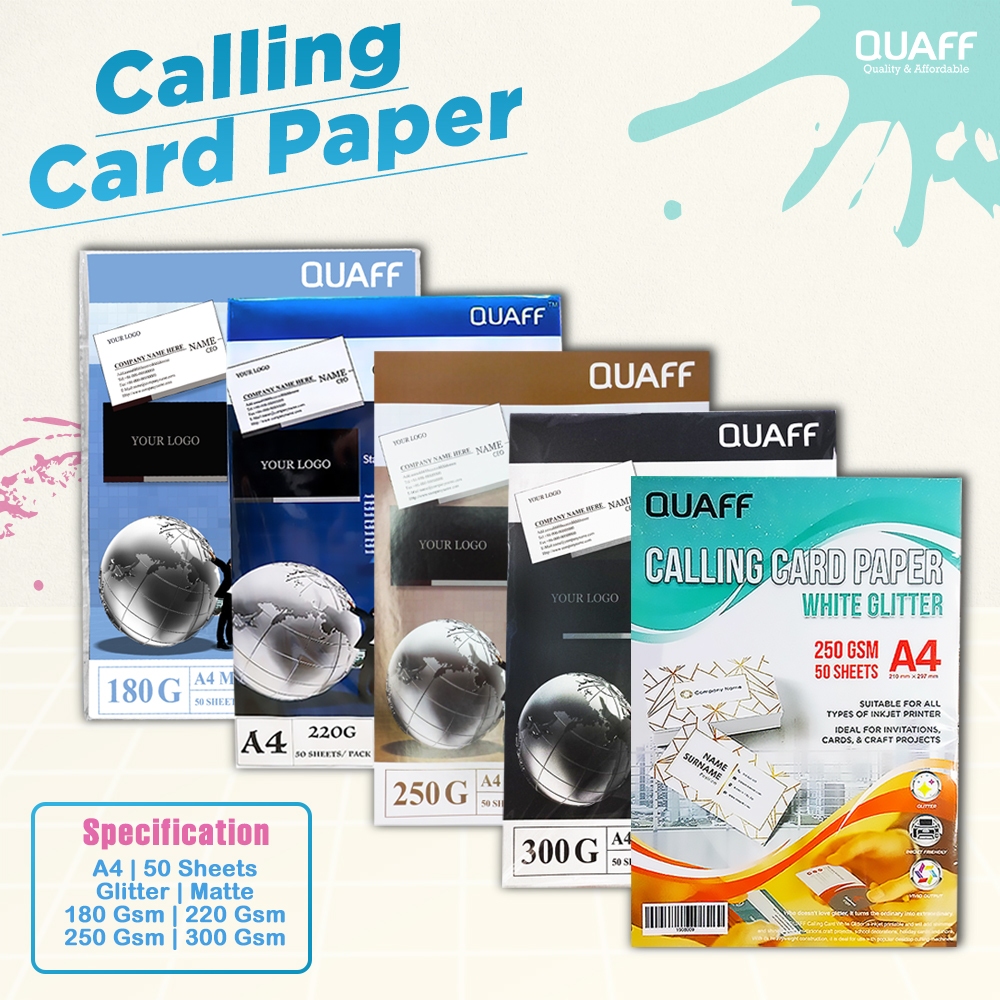 QUAFF Calling Card Paper A4 Size 220gsm - 250gsm (50sheets/pack ...