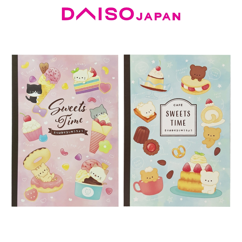 Daiso Easy Pull-Out Unlined Notebook with Sweet Time Cover (50 sheets ...