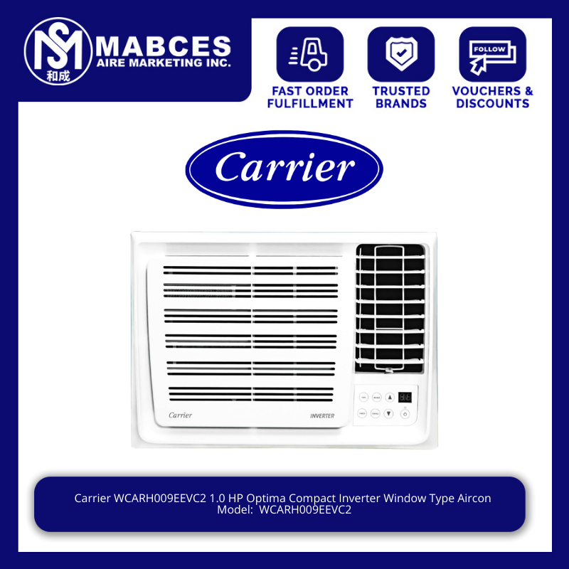 Carrier WCARH009EEVC2 1.0 HP Optima Compact Inverter Window Type Aircon ...