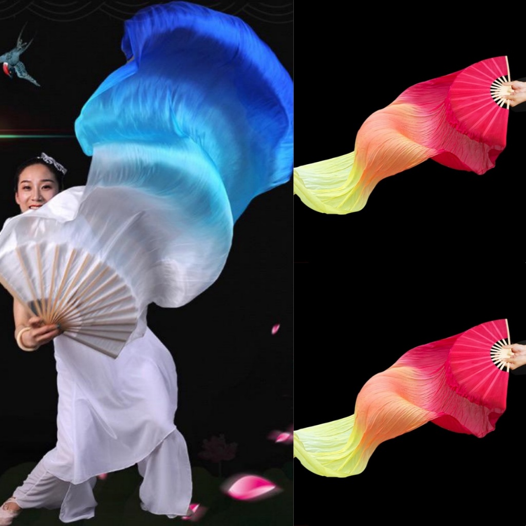 1.8M Long Dance Fan Belly Dance Performance Long Fans Multicolor Bamboo ...