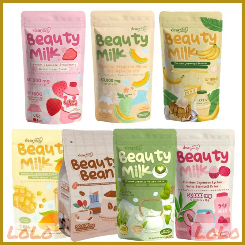 DEAR FACE Collagen Drink Beauty Milk Melon Strawberry Mango Lychee ...