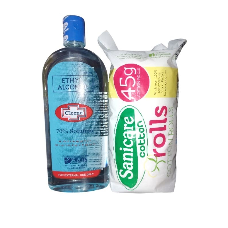 sanicare cotton rolls with cleene isopropyl alcohol | Shopee Philippines