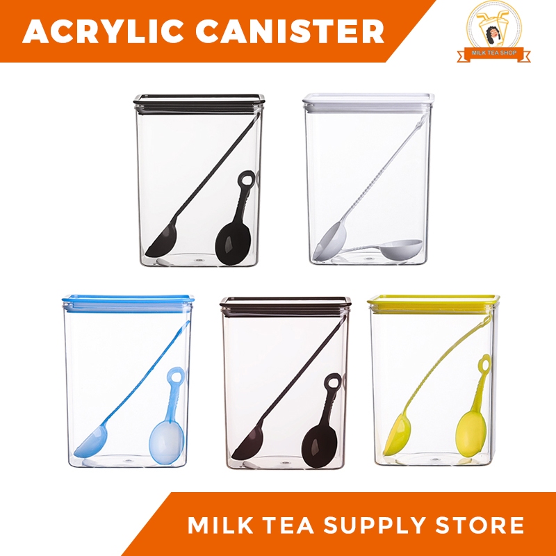 Acrylic Canister Powder Container Food Storage With Free Spoon | Shopee ...