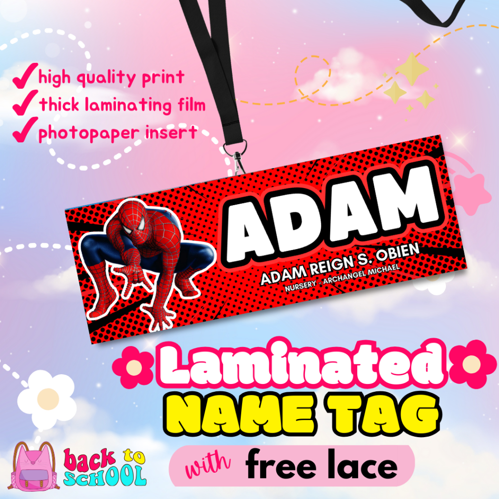 Kids Customized Laminated Name Tag for School with FREE Lace Back to ...