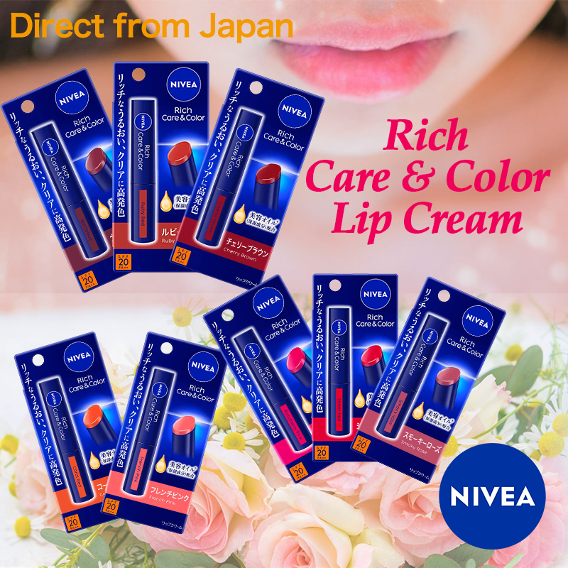 NIVEA Rich Care & Color Lip Balm 2g Ruby Red / Cherry Brown / Sheer Red ...