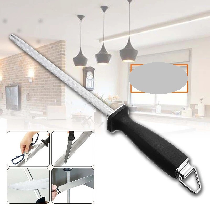 Kitchen Chefs Knife Sharpener Steel Rod Handle Grinder Whetstone ...