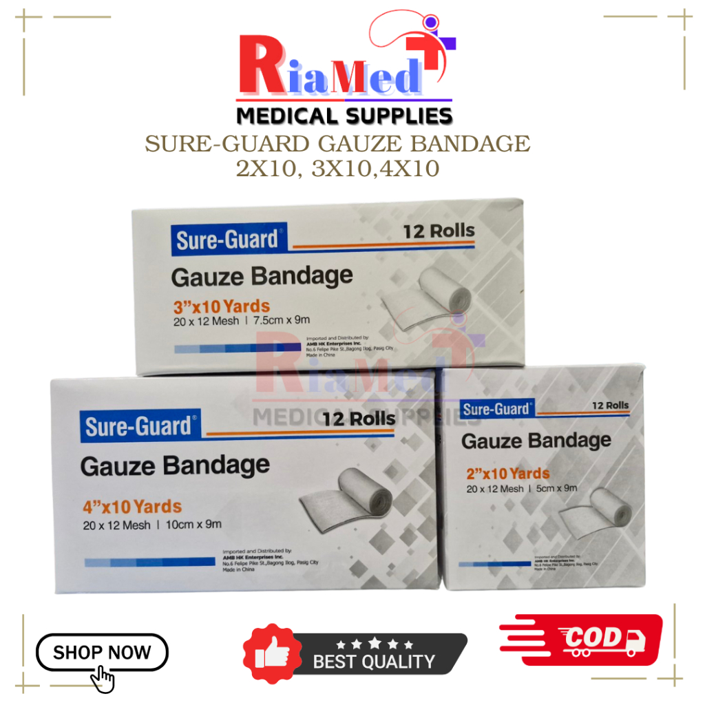 SURE-GUARD GAUZE BANDAGE 2x10,3x10, 4x10 (sold per box) | Shopee ...