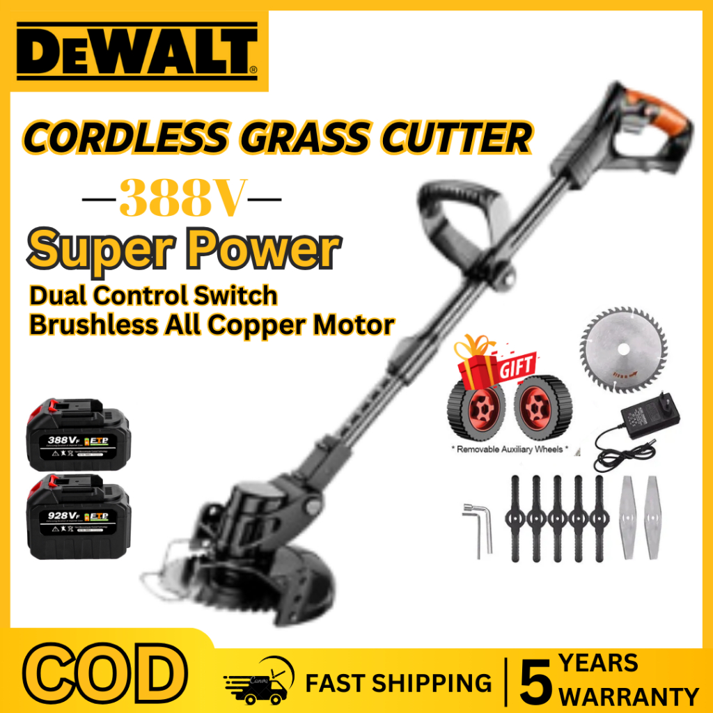 DEWALT 388V Powerful Cordless Grass Cutter Rechargeable Lithium Battery Grass Trimmer Lawn Mower ...