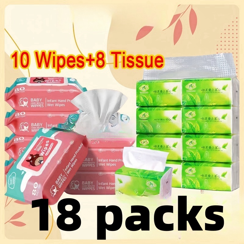 20PCS Combo 10pack 480sheet tissue&Unscented 10 packs Wipes 80 sheets ...