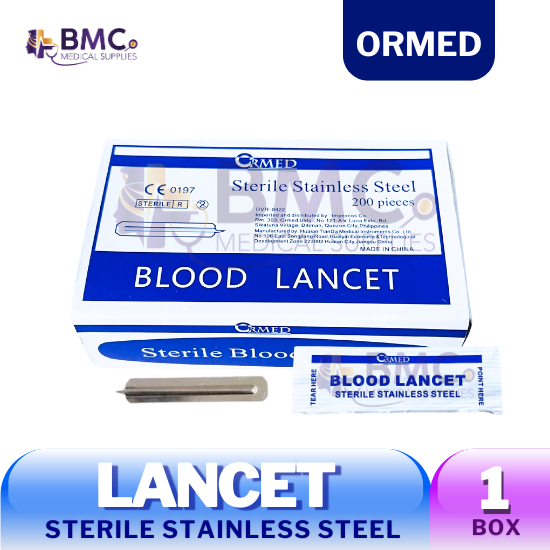 Ormed Blood Lancets Stainless Flat Steel (Sold Per Box) [100's/Box ...