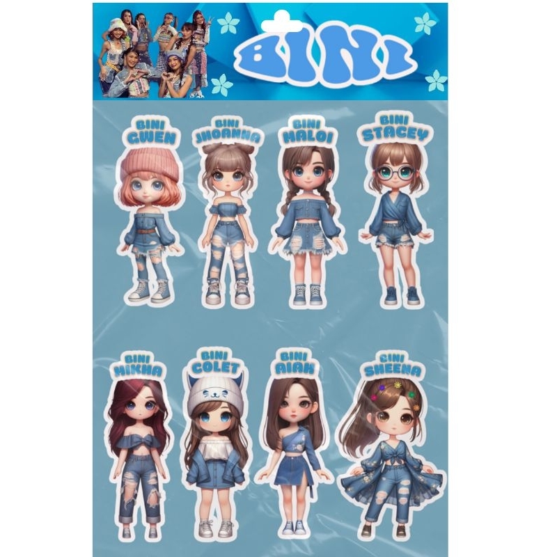 Bini in denim waterproof vinyl sticker 8 pieces pack | Shopee Philippines