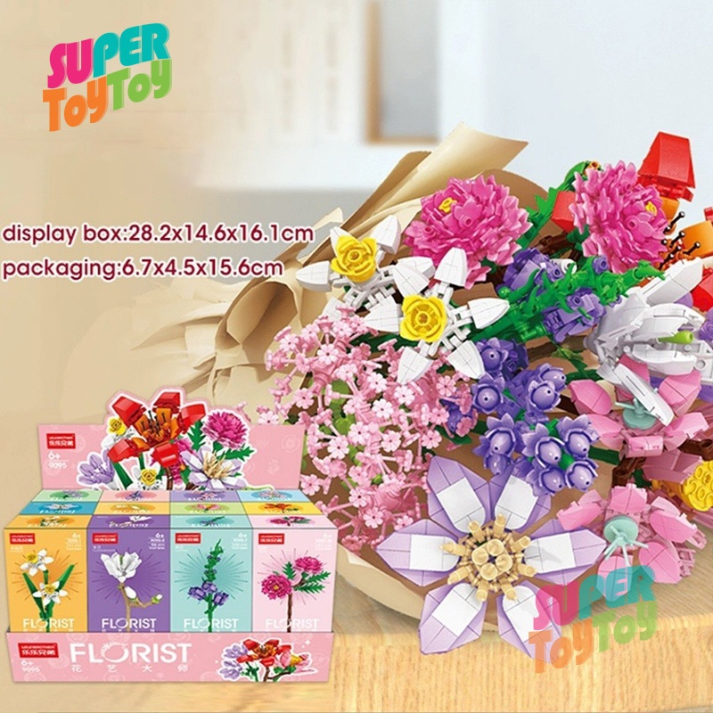Flowers Set Building Blocks Toys Rose Tulip Peony Flowers Gift for ...