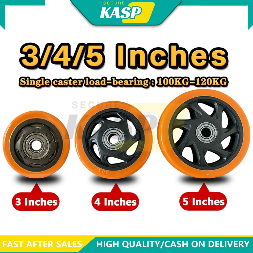 3/4/5 Inch Caster Heavy Duty PU Wheel, push cart wheel, No Steel Frame ...