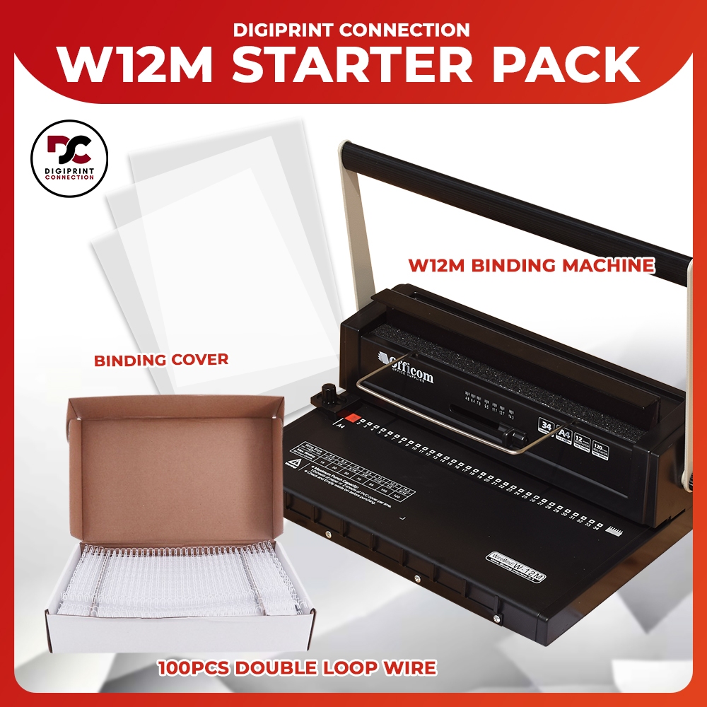 OFFICOM Wire Binding Machine Package W12M A4 Heavy Duty Binder FREE ...