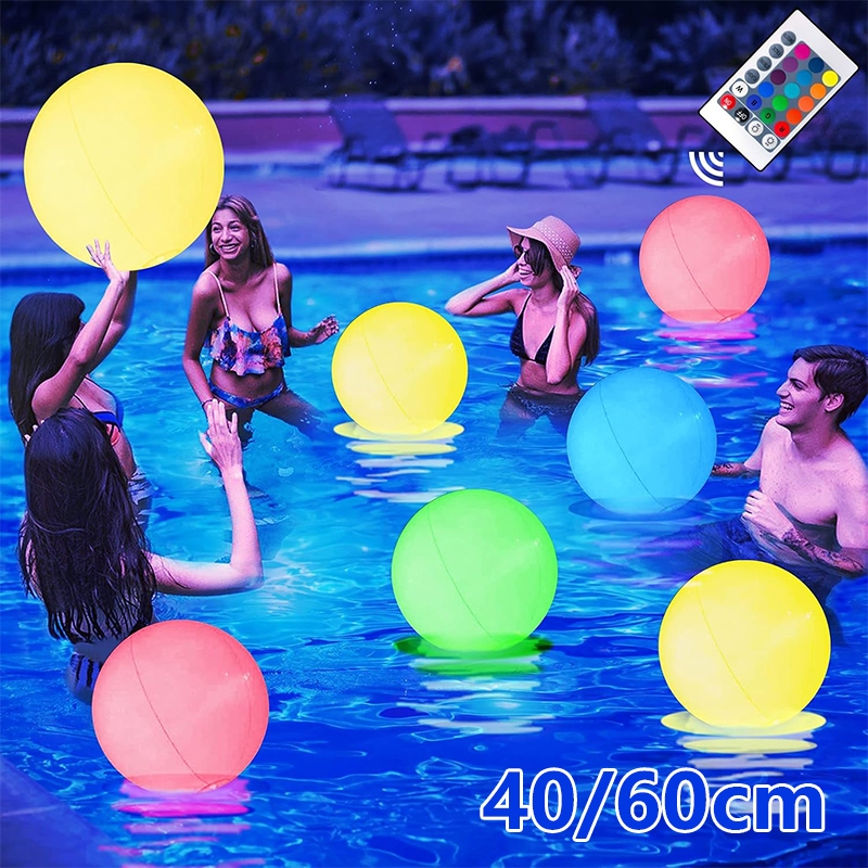 LED Up Beach Balls 40/60cm Glow Pool Balls with Remote Control ...