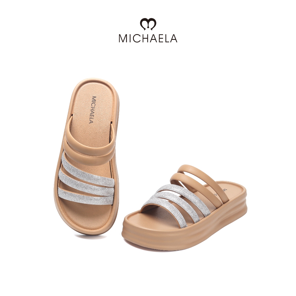 MICHAELA Shiny Glitter Platform Sandals Comfy Luxury Slip-On Strappy ...